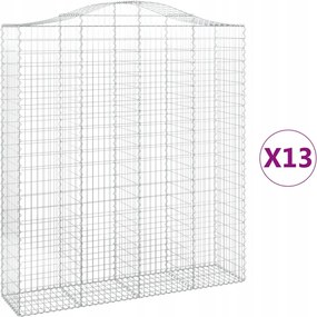 vidaXL Gabionové koše, 13 ks, 200x50x220/240 cm, galvanizované železo