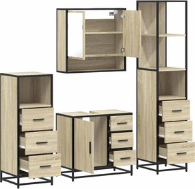 4dílný set koupelnového nábytku dub sonoma kompozitní dřevo 3301286