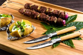 Ručně vyráběné nože z oceli Forged | Sun System 4 steakové nože Olive