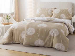 XPOSE® Krepové povlečení PAMPELIŠKY DUO - hnědé/bílé