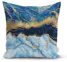 Povlak na polštář Minimalist Cushion Covers Marble With Blue, 45 x 45 cm