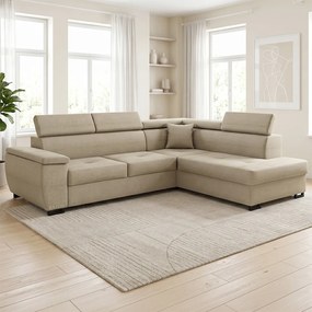 Sedací souprava Natan | 270x202 cm | PRAVÁ | rozkládací + úložný prostor | VÝBĚR TKANIN