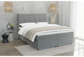 Světle šedá boxspring postel s úložným prostorem 200x200 cm Flip – Ropez