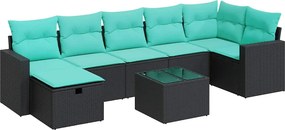 8dílná zahradní sedací souprava s poduškami černá polyratan 3325413