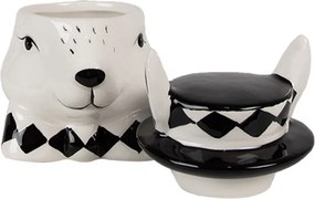 Černobílá keramická dóza Black&White Bunny - 9*8*11 cm