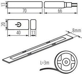 Sada LED pásku Kanlux LED COB SET 3M DIM-WW teplá bílá 3000K vypínač s funkcí stmívače