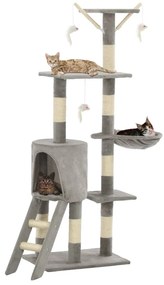 Škrabadlo pro kočky se sisalovými sloupky 138 cm šedé 170578
