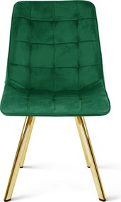 Jídelní židle CIEZA VELVET se zlatými nohami, zelená