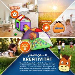 KIDUKU® hrací stan + 200 míčků + tunel + taška dětský stan ball pit dětský stan