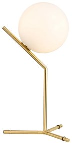 Skleněná stolní lampa Miotto Emelia s mosazným podstavcem