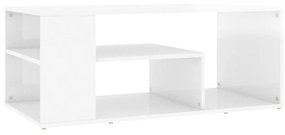 Konferenční stolek bílý vysoký lesk 100x50x40 cm dřevotříska - Default Title