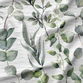 Krepové perkálové prodloužené povlečení Listy eukalyptu Velikost: 140 x 220 + 70 x 90