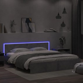 Rám postele s čelem a LED osvětlením betonově šedý 200 x 200 cm,  3207584