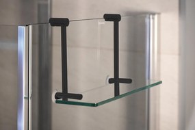 Sapho, Závěsná skleněná polička na sprchovou zástěnu 400x180x125mm, černá mat, 1301-15B