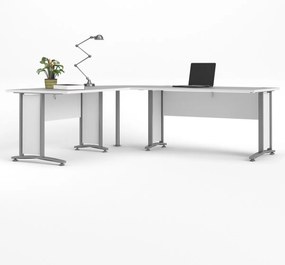 FALCO Rohový psací stůl Office 80400/72 bílá/silver grey