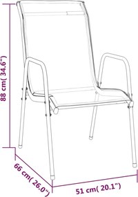 5dílný zahradní jídelní set černý ocel a textilen 3200694
