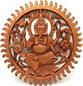 Dekorativní dřevěný nástěnný panel Ganesha 40 cm