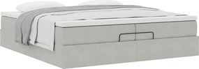 Osmanský rám postele s matracíes světle šedá 200x200cm samet 3311207