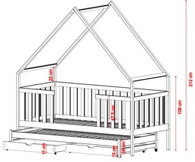 Legno Dětská rozkládací postel Magda borovice Rozměr (cm): 80x200