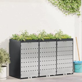 Úložný box na 3 popelnice Nerezová ocel Antracit 3394784
