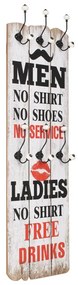 Nástěnný věšák na kabáty MEN LADIES s 6 háčky 120 x 40 cm 245852