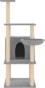 Škrabadlo pro kočky se sisalovými sloupky světle šedé 132 cm 171727