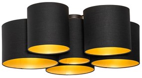 Stropní lampa černá se zlatým vnitřkem 6-světlo - Multidrum