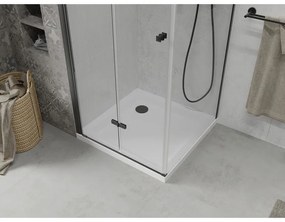 Mexen Lima, sprchový kout 90 (dveře) x 90 (stěna) cm, 6mm čiré sklo, černý profil + SLIM sprchová vanička 5cm s černým sifonem, 856-090-090-70-00-4010B