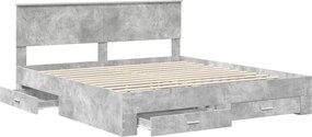 Rám postele s čelo Betonově šedá 180 x 200 cm Kompozitní dřevo 3410864