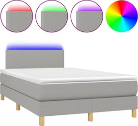 Box spring postel s matrací a LED světle šedá 120x190 cm textil 3270074