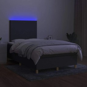 Box spring postel s matrací a LED tmavě šedá 120x200 cm textil 3135262