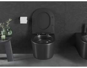 Mexen Sofia, závěsná WC mísa 490x360x355 mm, Rimless Tornádo, černá matná, 3354XX85T