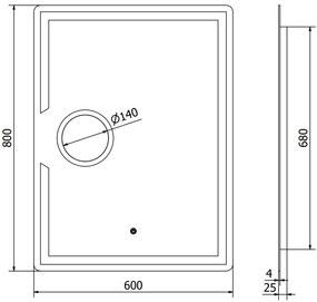 Mexen Onyx podsvícené koupelnové zrcadlo s kosmetickým zrcátkem 60 x 80 cm, LED 6000K, ventilátor - 9813-060-080-611-00