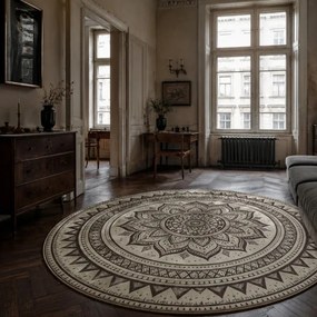 Koberec NOVO Mandala černý / bílý kruh