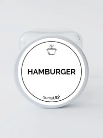 Samolepka na kořenky HAMBURGER bílá 5 cm tučné písmo