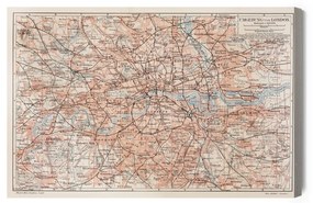 Obraz Mapa Londýna A Okolí Nedostatek Nedostatek Přírodní plátno 100x70