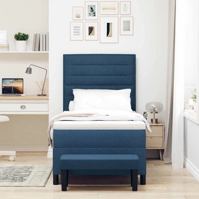 Postel s boxspringem s čelo Modrá 90 x 200 cm textil 3343966
