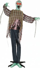 HOMCOM Animovaný Halloween zombie v životní velikosti, 170 cm, s aktivací zvukem a dotykem, hrůzostrašná dekorace