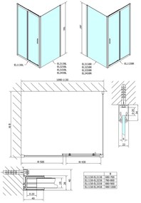Polysan, Easy Line obdélníková sprchová zástěna 1100x1000mm L/P varianta, brick sklo, EL1138EL3438