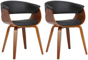 Židle Bruce (SET 2 ks) ~ koženka, dřevěné nohy ořech - Černá