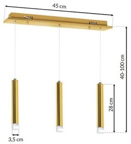 Závěsné svítidlo Goldie, 3x zlaté kovové stínítko, g