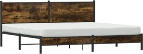 Kovový rám postele bez matrace kouřový dub 200 x 200 cm 3301380