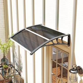 Outsunny stříška na vchodové dveře 100 x 75 cm stříška z hliníku a polykarbonátu s UV ochranou stříška na vchodové dveře na balkon, ochrana proti slu…
