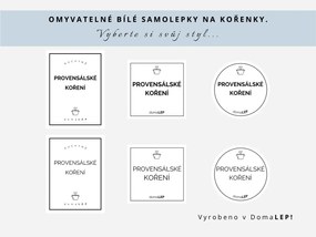 PIZZA - omyvatelná samolepka na kořenky, výběr rozměrů Ø 5 cm / 5 x 5 cm / 6 x 8 cm | DomaLEP tvar: KOLEČKO, barva: BÍLÁ - ČERNÉ písmo, velikost: Ø 5 cm - tučné písmo