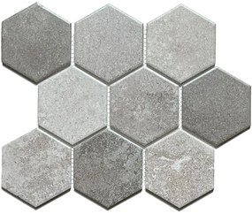 FIN Keramická mozaika šedá Mozaika HEX10 MIX Beton Šedá Mat 9,5x11 (26,5x29,6) cm - HST95MIX1