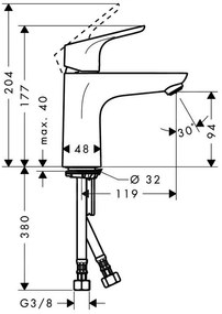 Hansgrohe Focus, páková umyvadlová baterie 100 CoolStart, bez odtokové soupravy, chromová, 31509000