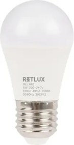 RETLUX RLL 640 G45 E27 mini Globe 6W / 810 lm / 6500K - denní bílá / D