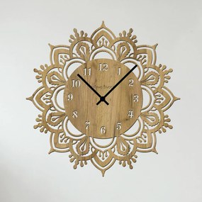 dřevo života Nástěnné hodiny KVĚTINA Zvolte barvu dekoru: Dub zlatý, Zvolte velikost hodin (cm): 40x40, Barva ručiček: Černé