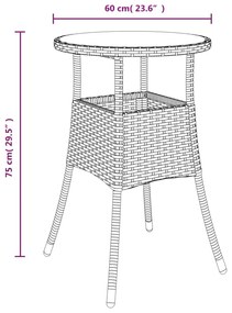 3dílný zahradní bistro set s poduškami béžový polyratan