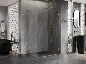 Mexen Lunar-B L výklopný sprchový kout pravý 100 x 80 cm, čiré sklo, zlatá matná, 832L-100-080-55-00-P